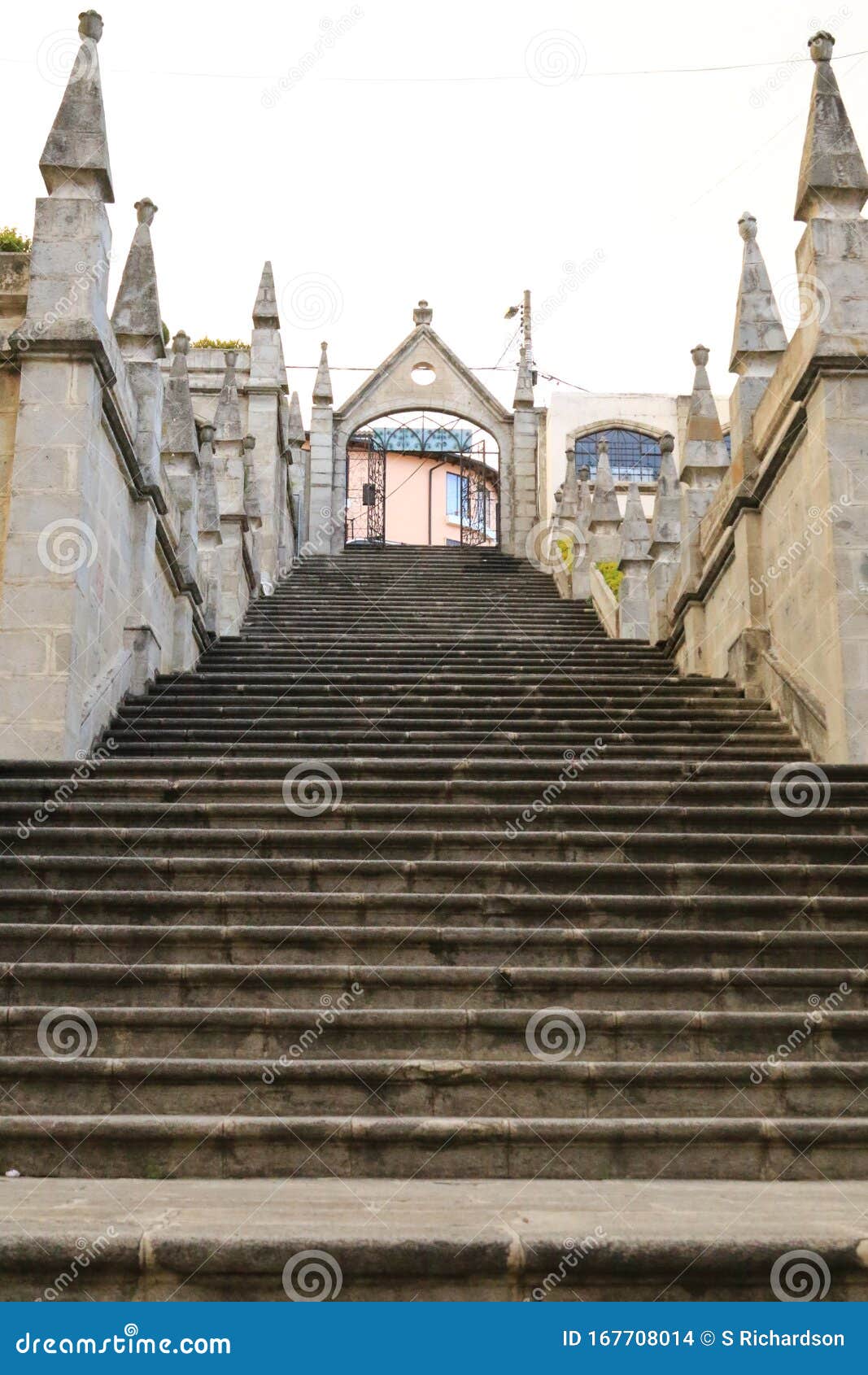 Steps down to the Basilica stock photo. Image of stone - 167708014