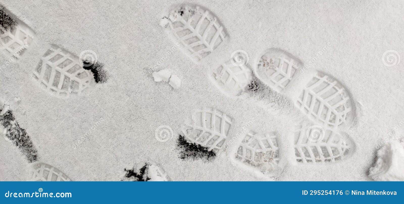 Steps on the First Snow. Footprints in the Snow Stock Photo - Image of ...