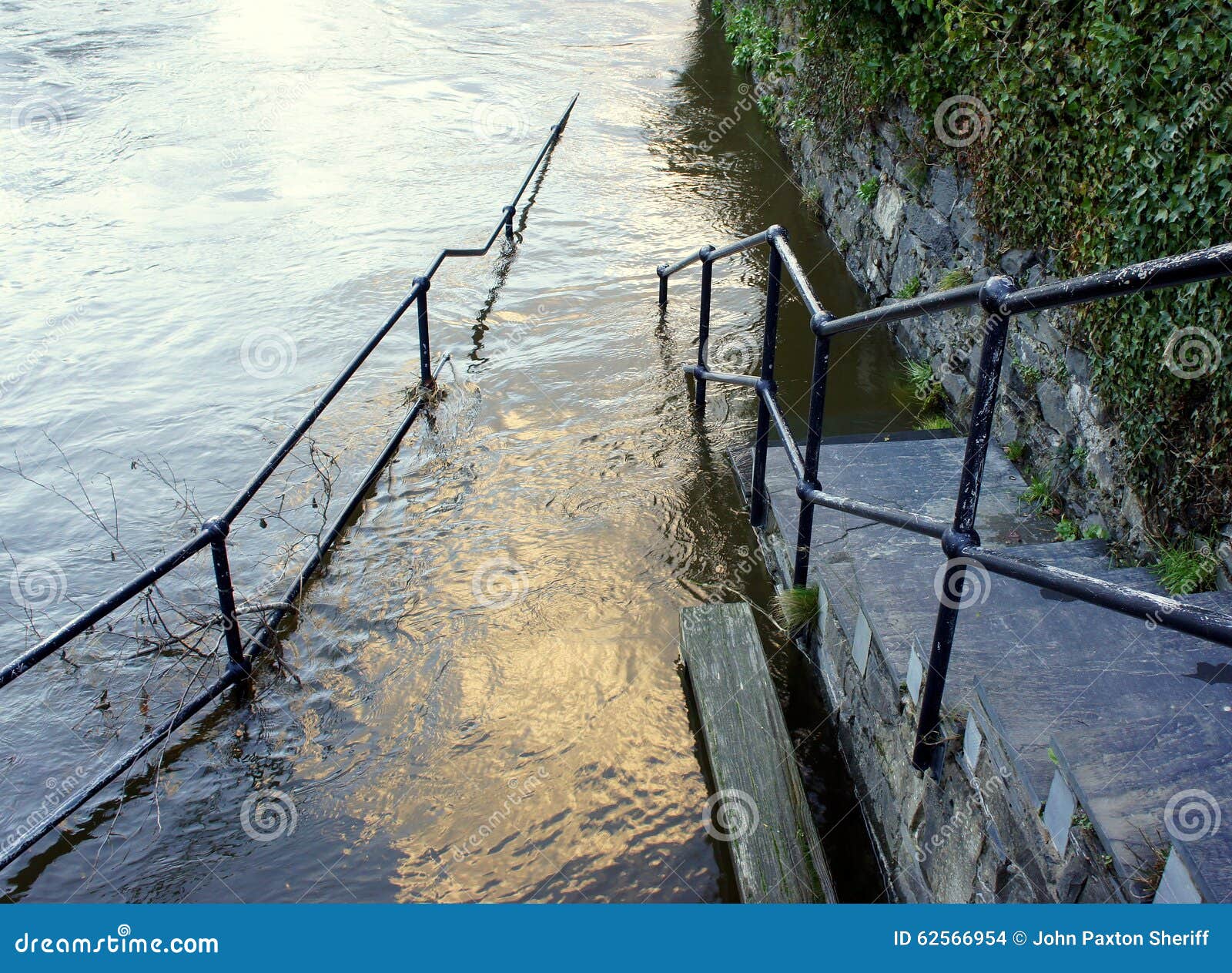Steps into flood stock photo. Image of railings, stone - 62566954
