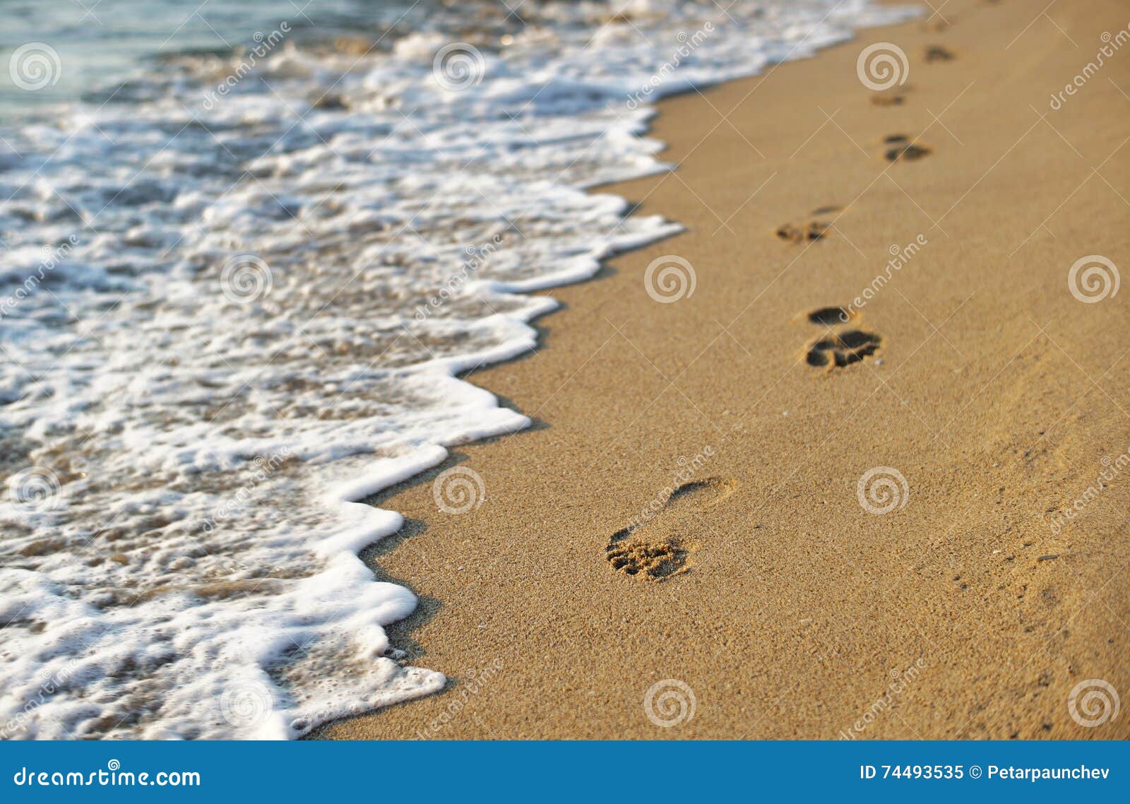 Steps of gold stock image. Image of print, beach, foot - 74493535