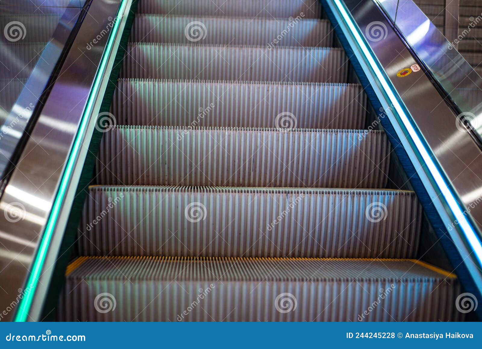 Steps of a Gray Escalator without People Stock Photo - Image of move ...