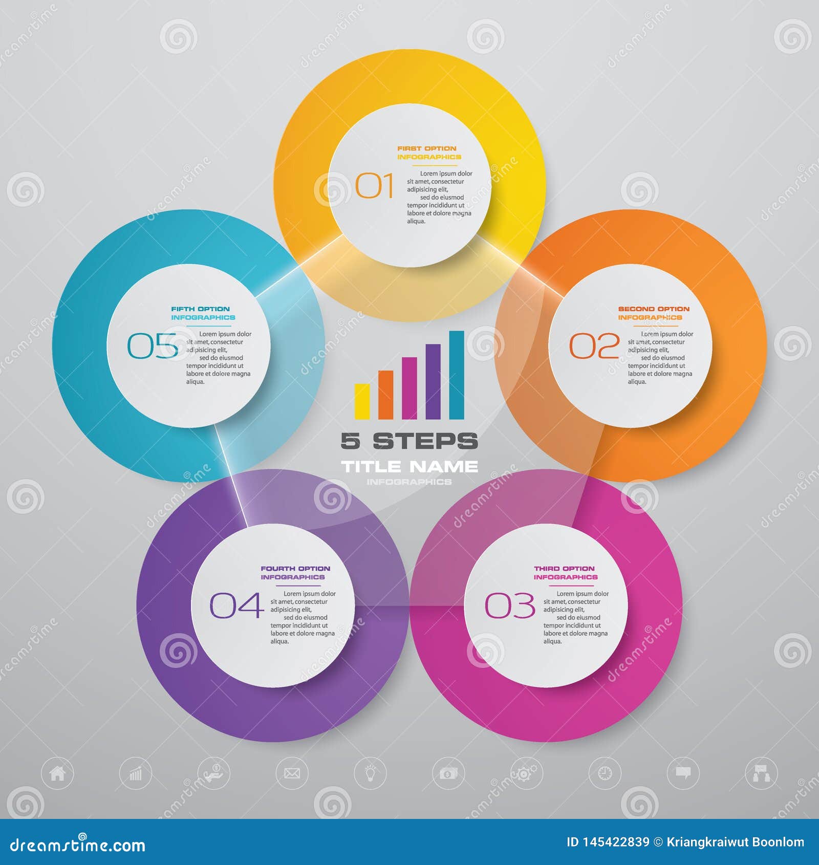 3 Steps Half Cycle Infographics Element Template Chart. Cartoon Vector ...
