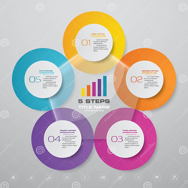 5 Steps Half Cycle Chart Infographics Elements for Data Presentation ...