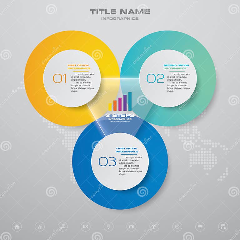 3 Steps Half Cycle Chart Infographics Elements for Data Presentation ...