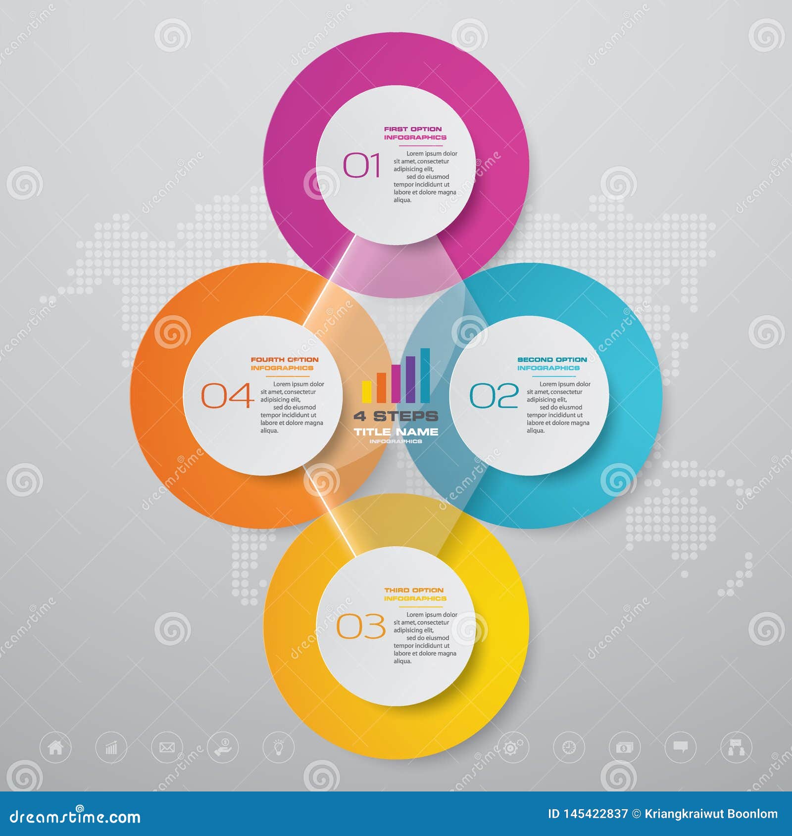 4 Steps Half Cycle Chart Infographics Elements for Data Presentation ...