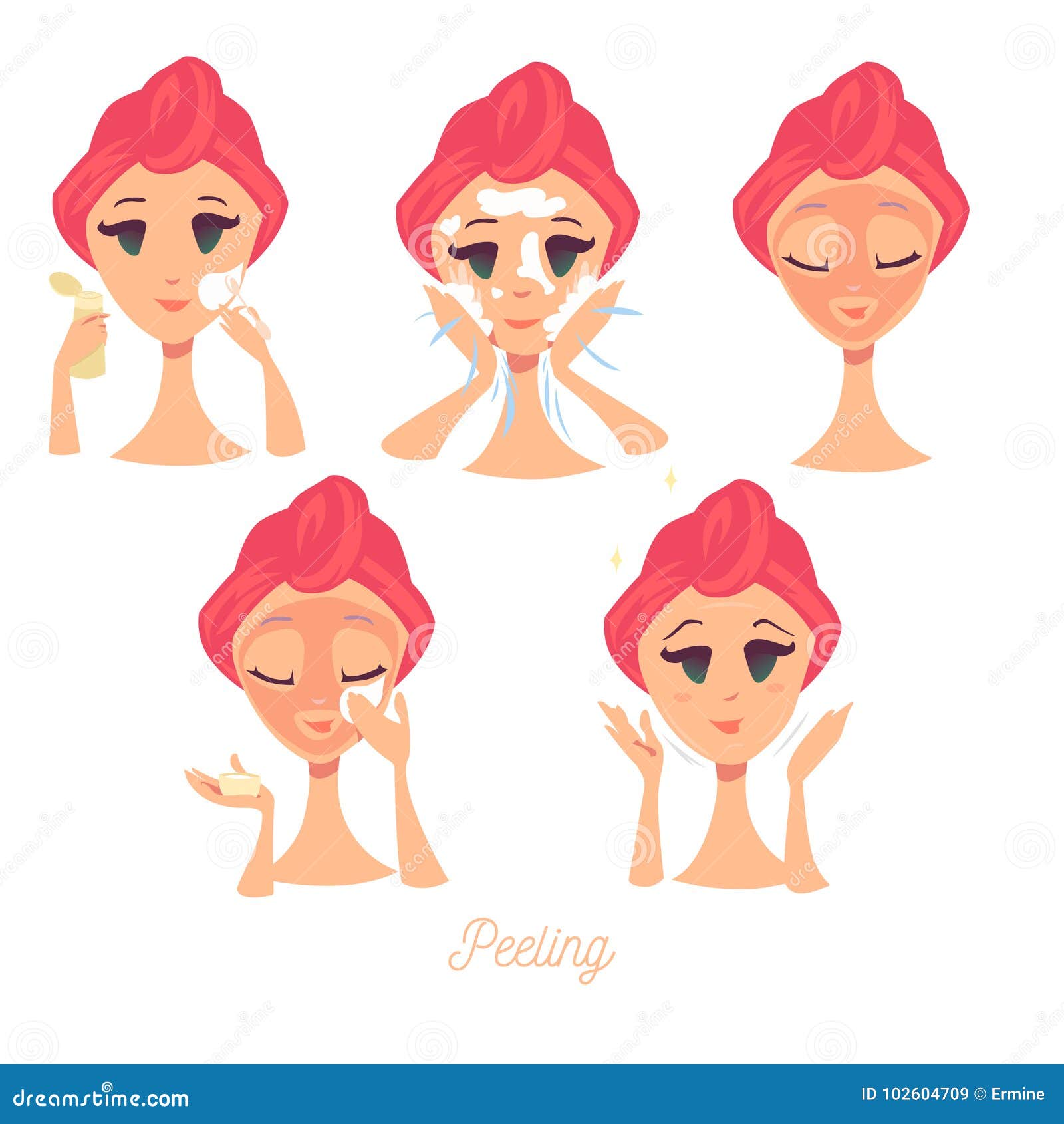Steps How To Apply Peeling. Stock Illustration - Illustration of ...