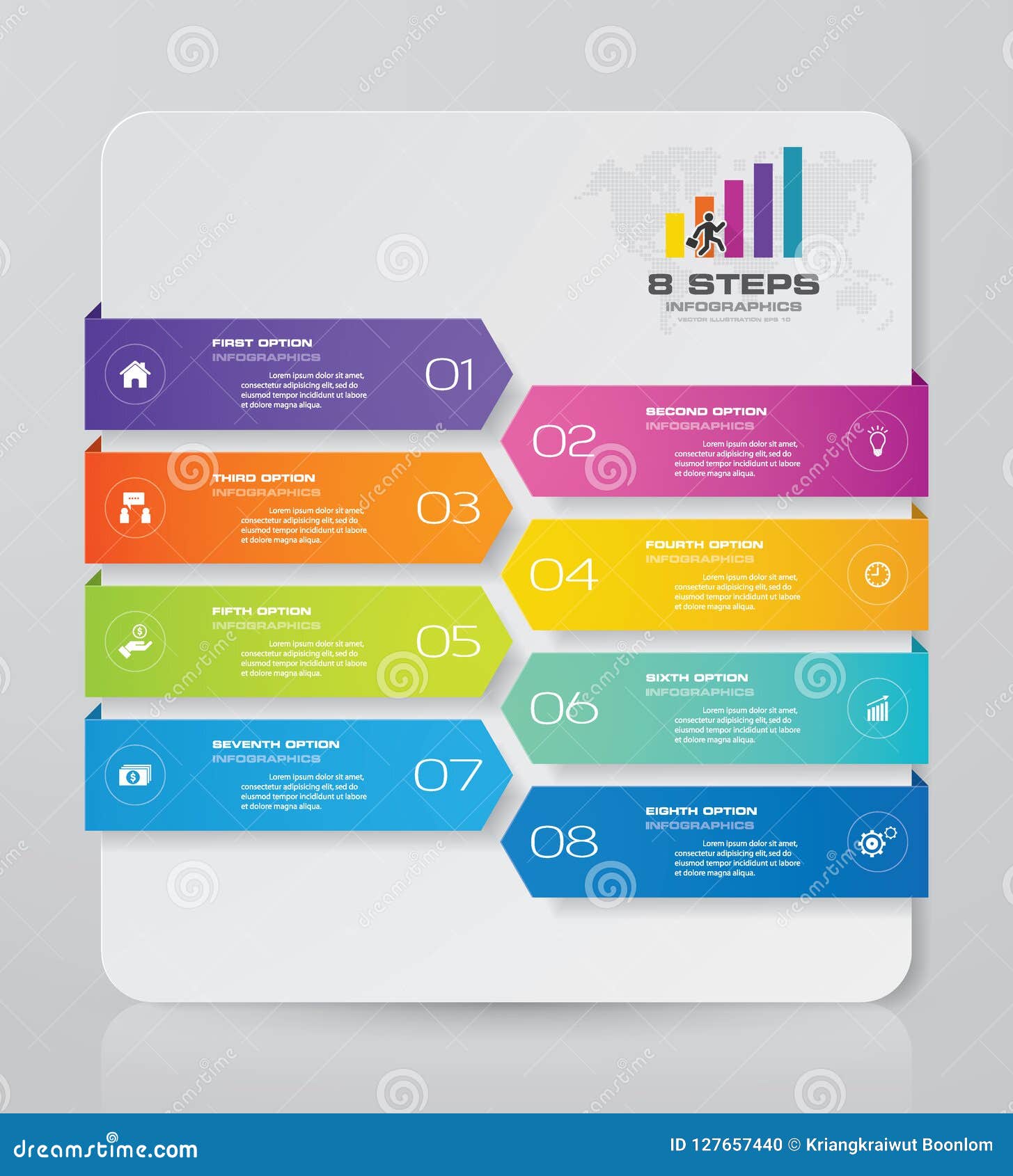 8 Steps Infographic Element Chart for Data Presentation. Stock Vector ...