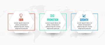 3 Steps Infographic Process Chart Banner with World Map Design Stock ...