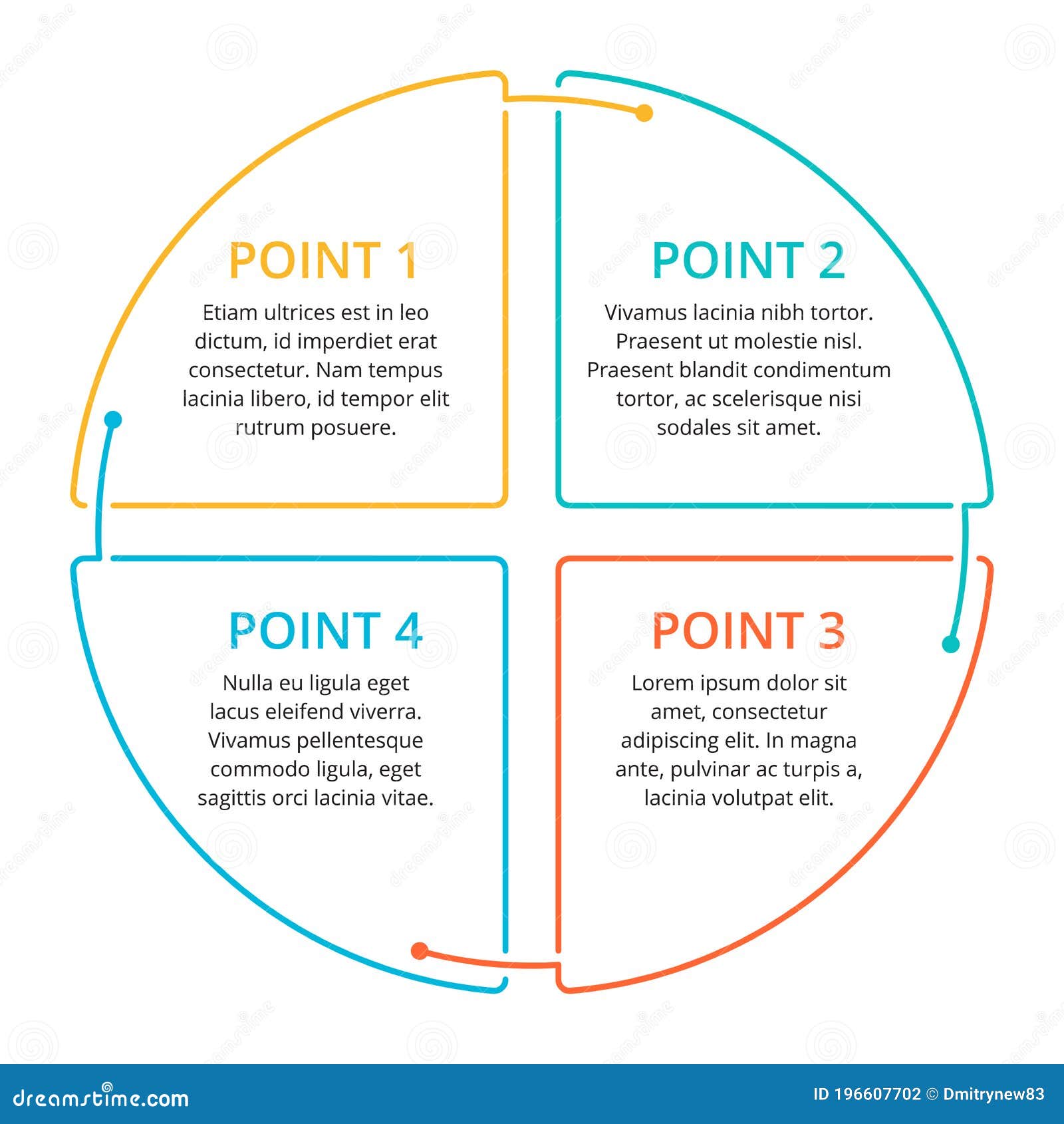 4 Steps Infographic Template in Outline Segments Stock Vector ...