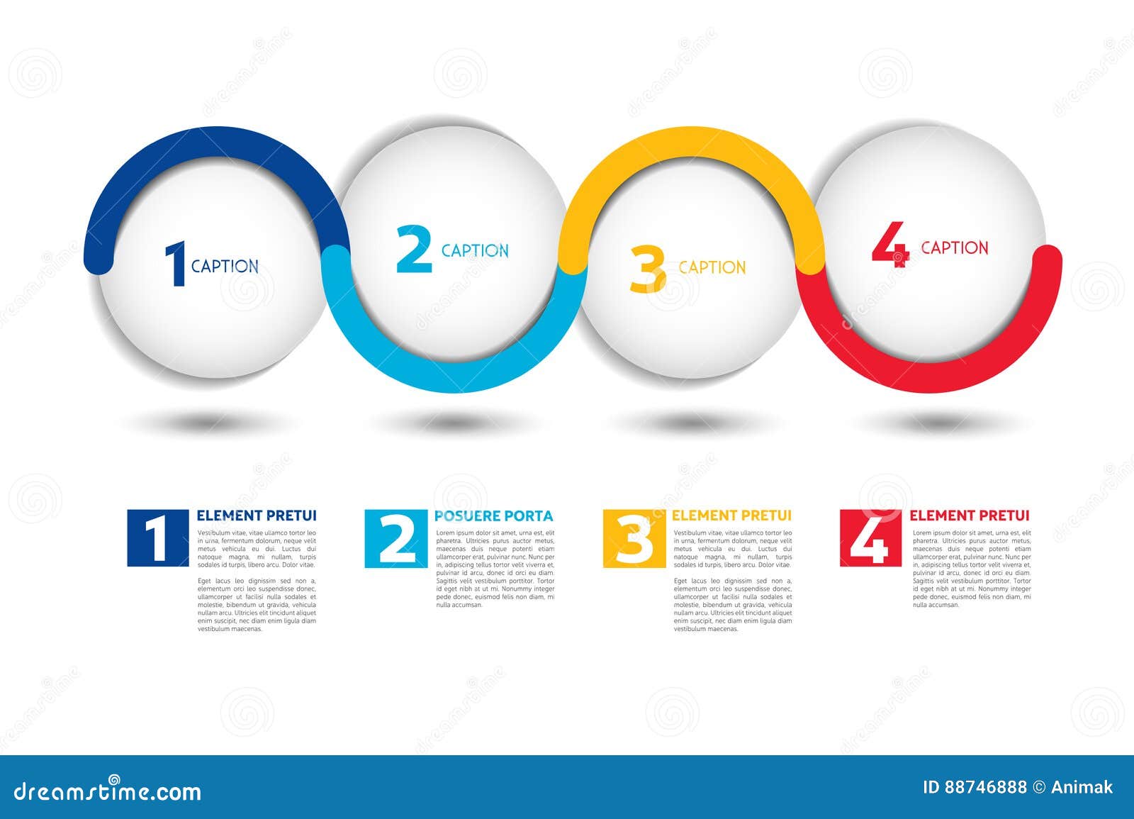 5 Steps Infographic Vector Option Banner. Color Spheres, Balls, Bubbles ...