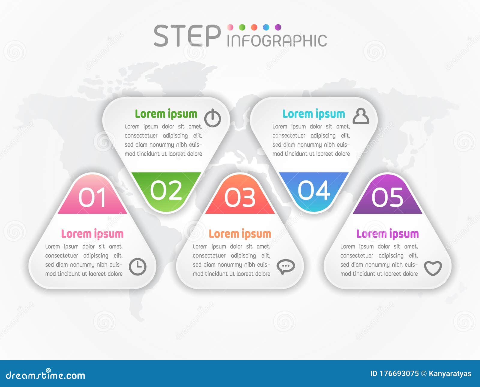 5 Steps Infographic on World Map Background Stock Vector - Illustration ...