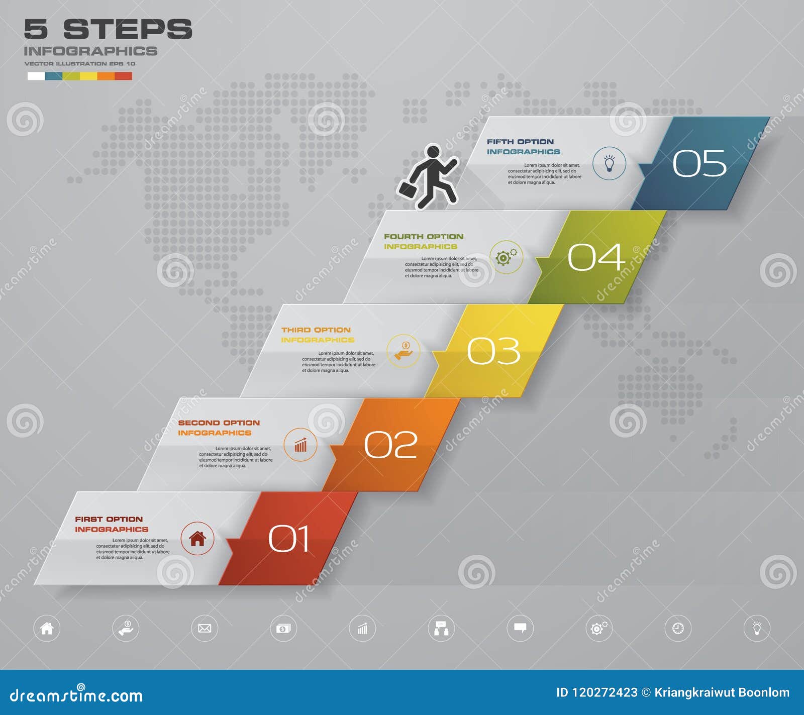 5 Steps Infographics Element Chart for Presentation. EPS 10 Stock ...