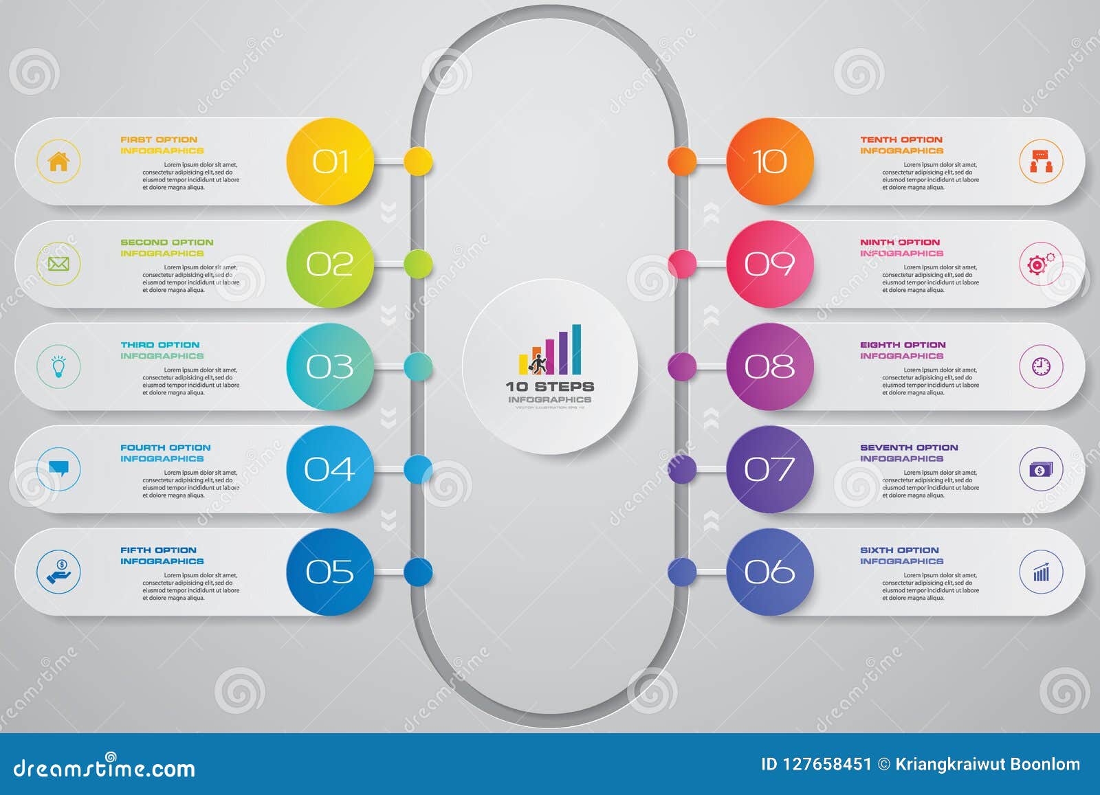 10 Steps Infographics Element Chart for Presentation. EPS 10 Stock ...
