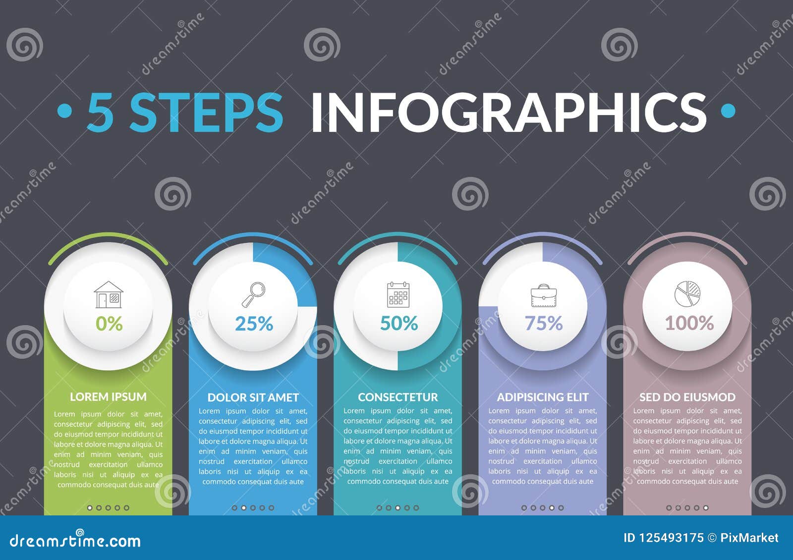 5 Steps Infographics stock vector. Illustration of banner - 125493175