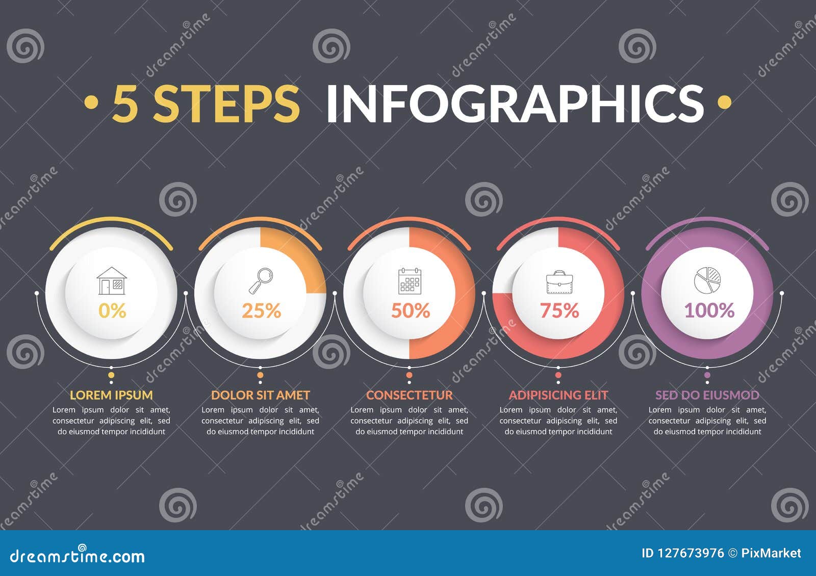 5 Steps Infographics stock vector. Illustration of modern - 127673976