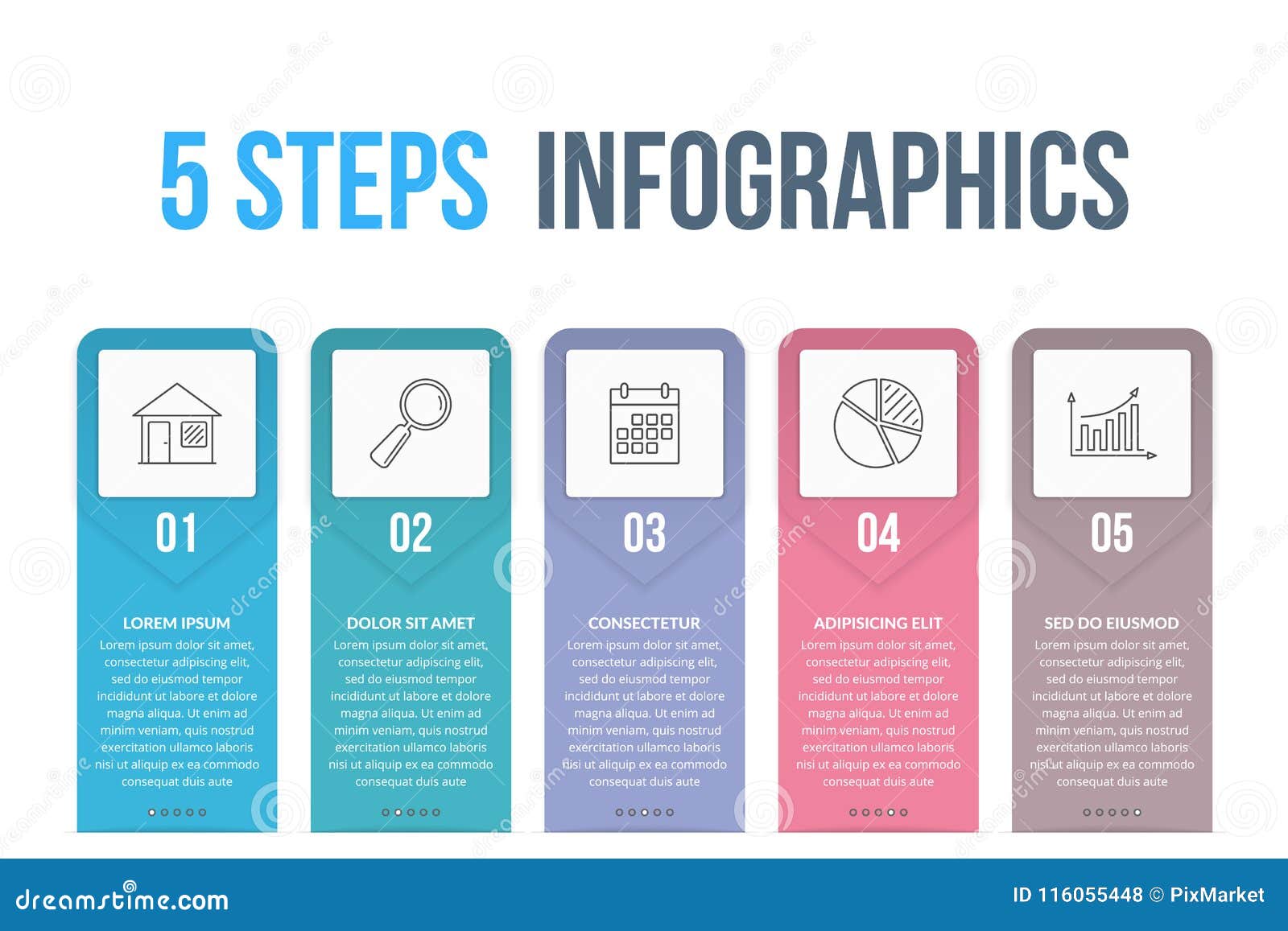 5 Steps Infographics stock vector. Illustration of infograph - 116055448