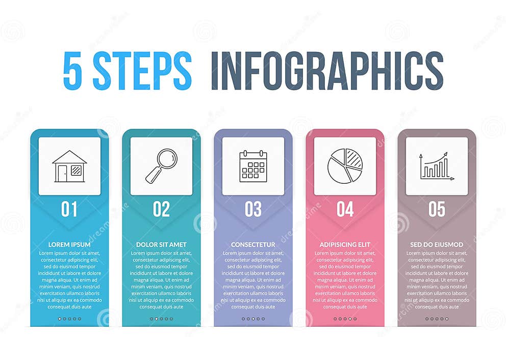 5 Steps Infographics stock vector. Illustration of infograph - 116055448