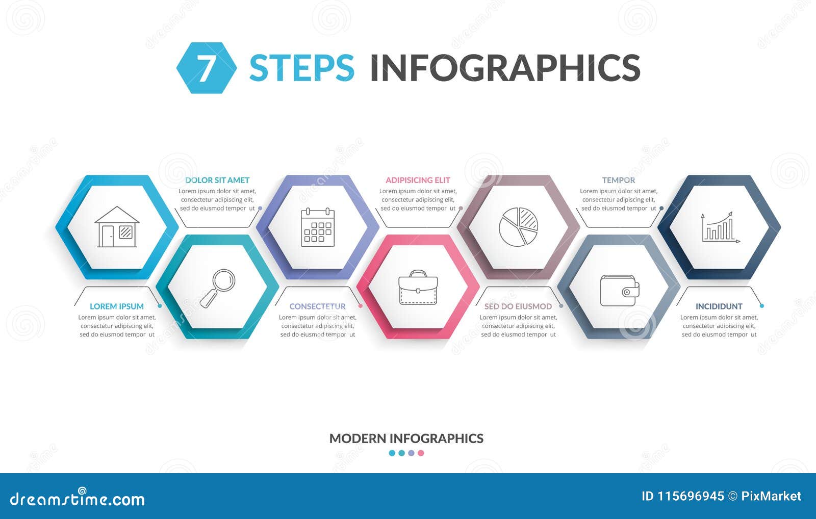 7 Steps Infographics stock vector. Illustration of info - 115696945