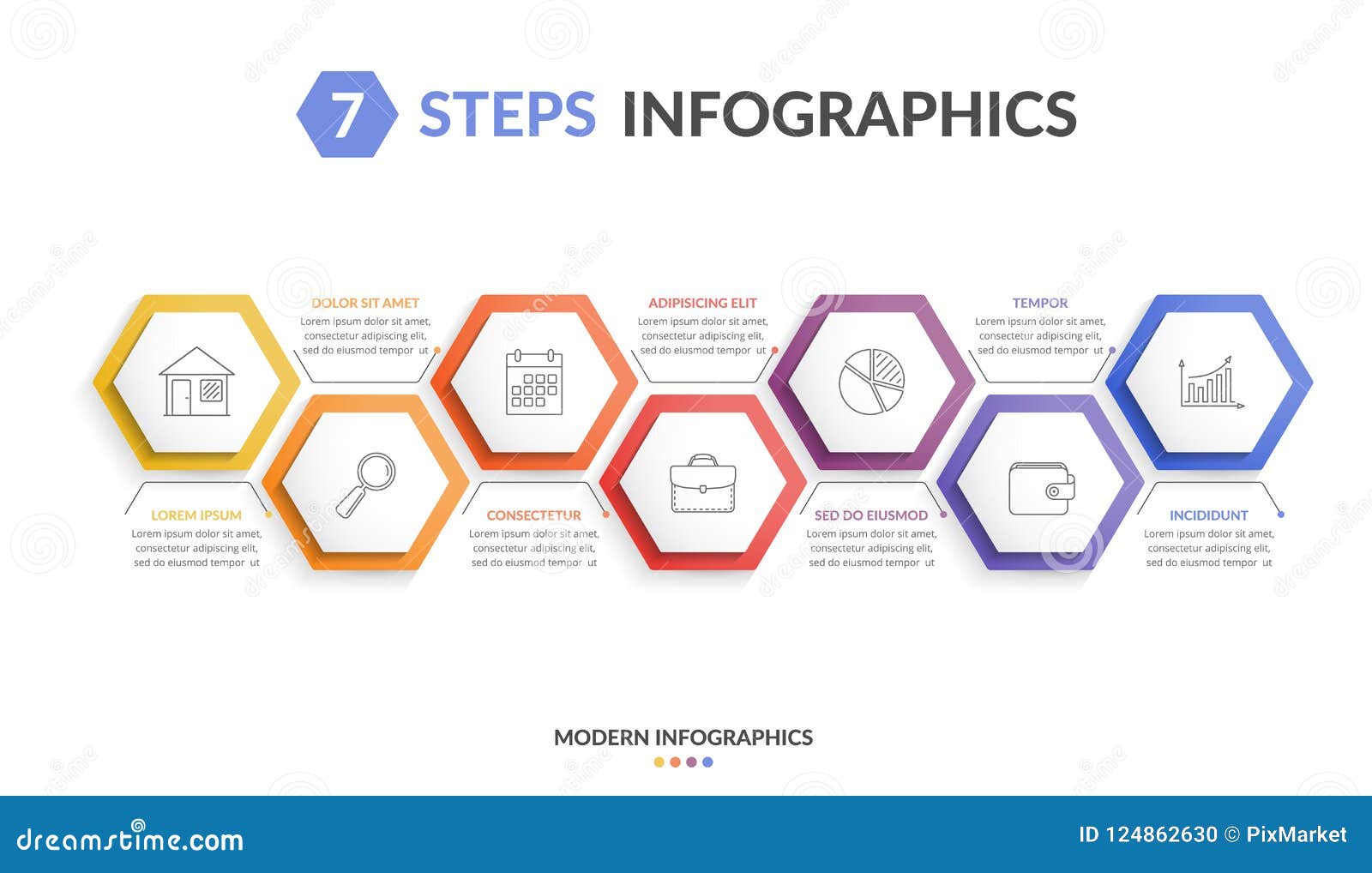 7 Steps Infographics stock vector. Illustration of diagram - 124862630