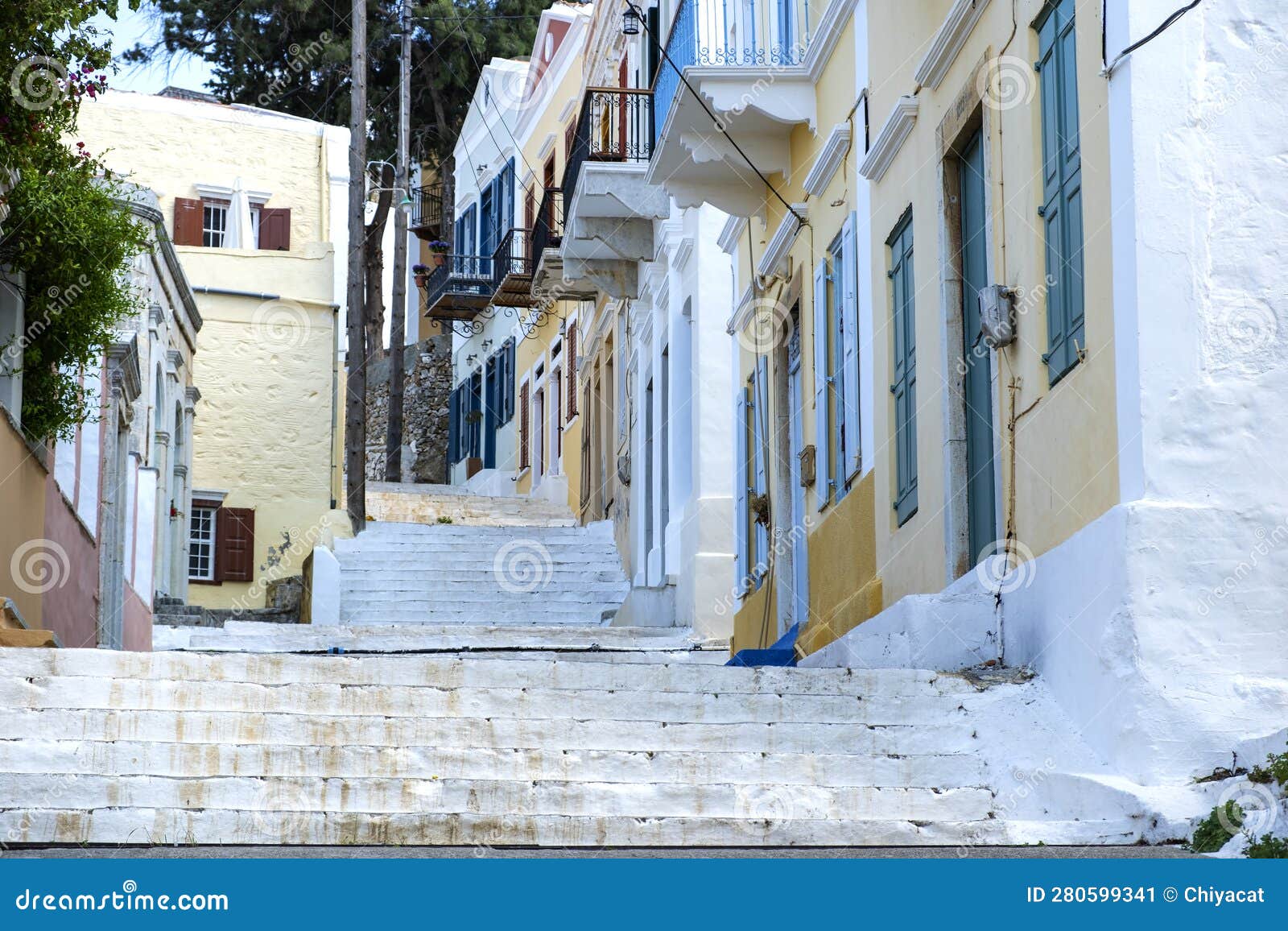 Steps of Kali Strata on the Greek Island of Symi #1 Stock Image - Image ...
