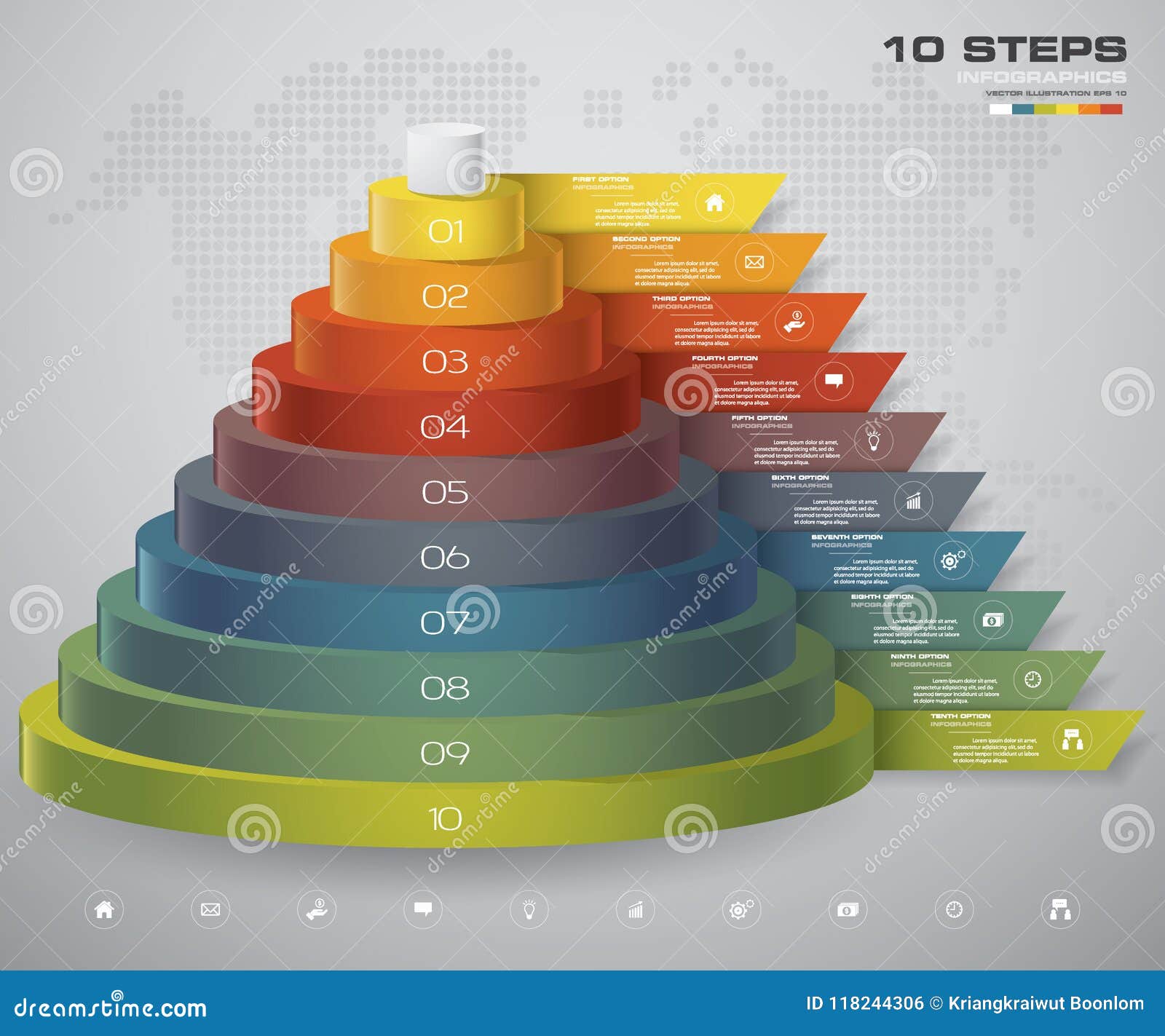 10 Steps Layers Diagram. Simple & Editable Abstract Design Element ...
