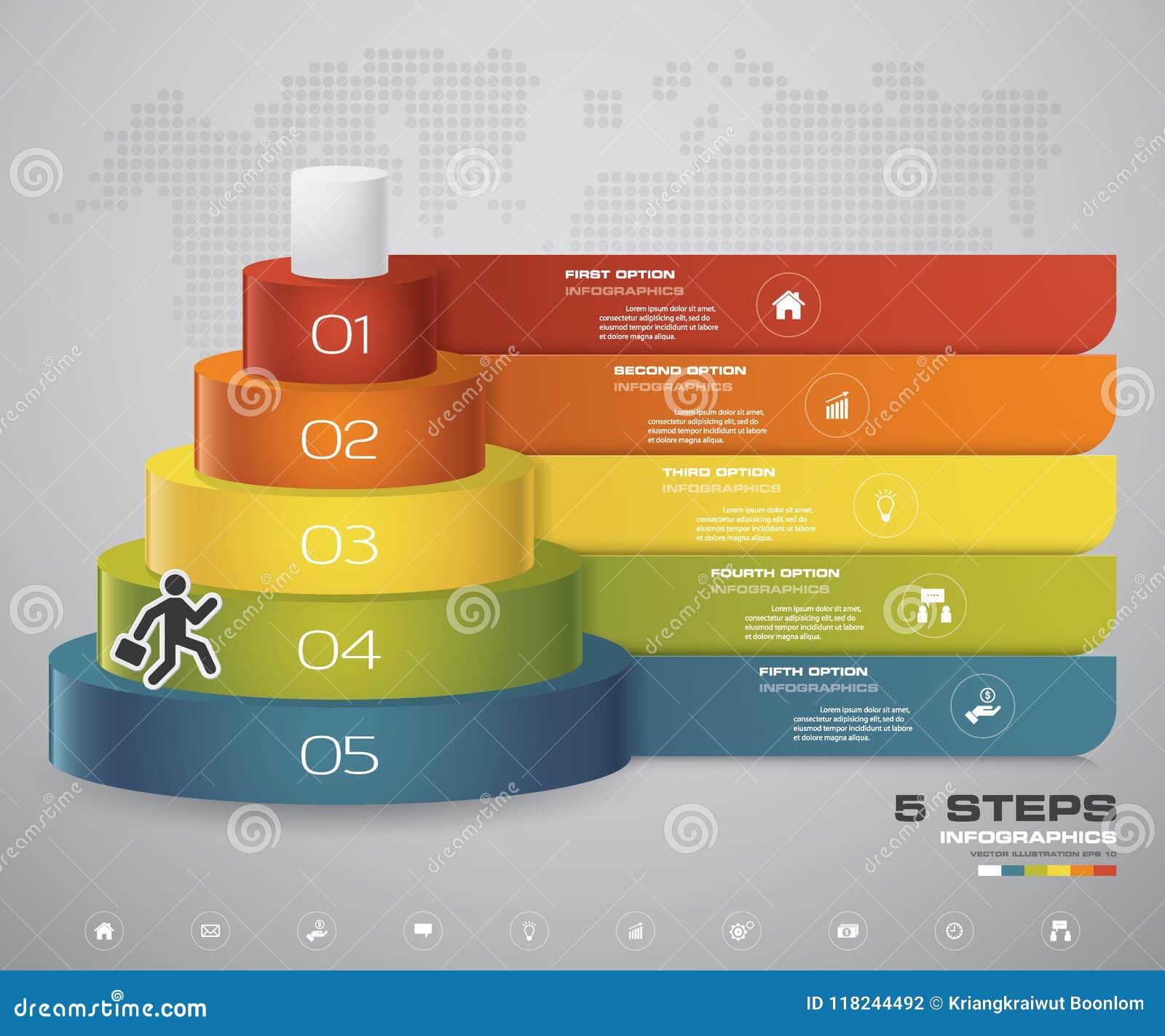 5 Steps Layers Diagram. Simple & Editable Abstract Design Element ...