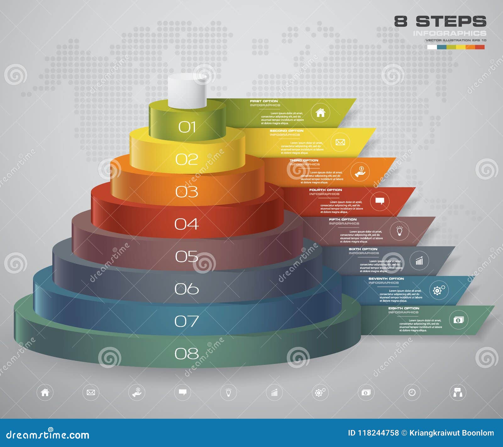 8 Steps Layers Diagram. Simple & Editable Abstract Design Element Stock ...