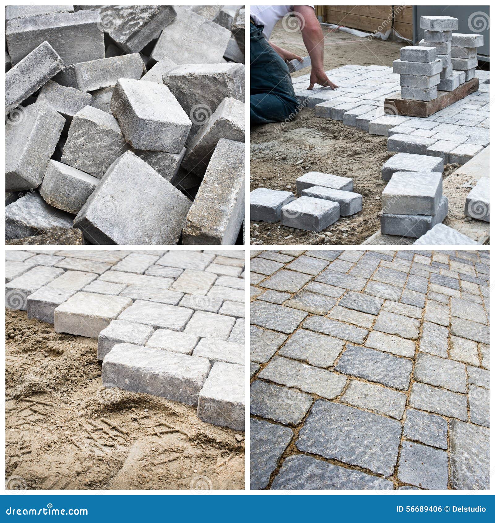 Steps of laying a pavement stock photo. Image of steps - 56689406