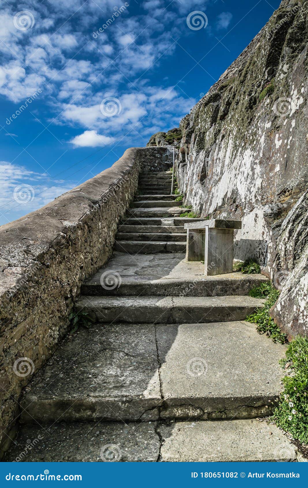 Steps Leading Down To the Lighthouse, Wales Stock Photo - Image of ...