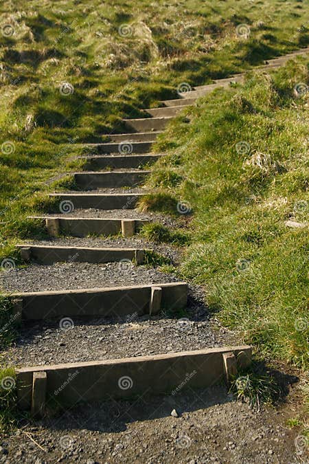 Steps Leading Up the Grassy Hill Stock Image - Image of field, hill ...
