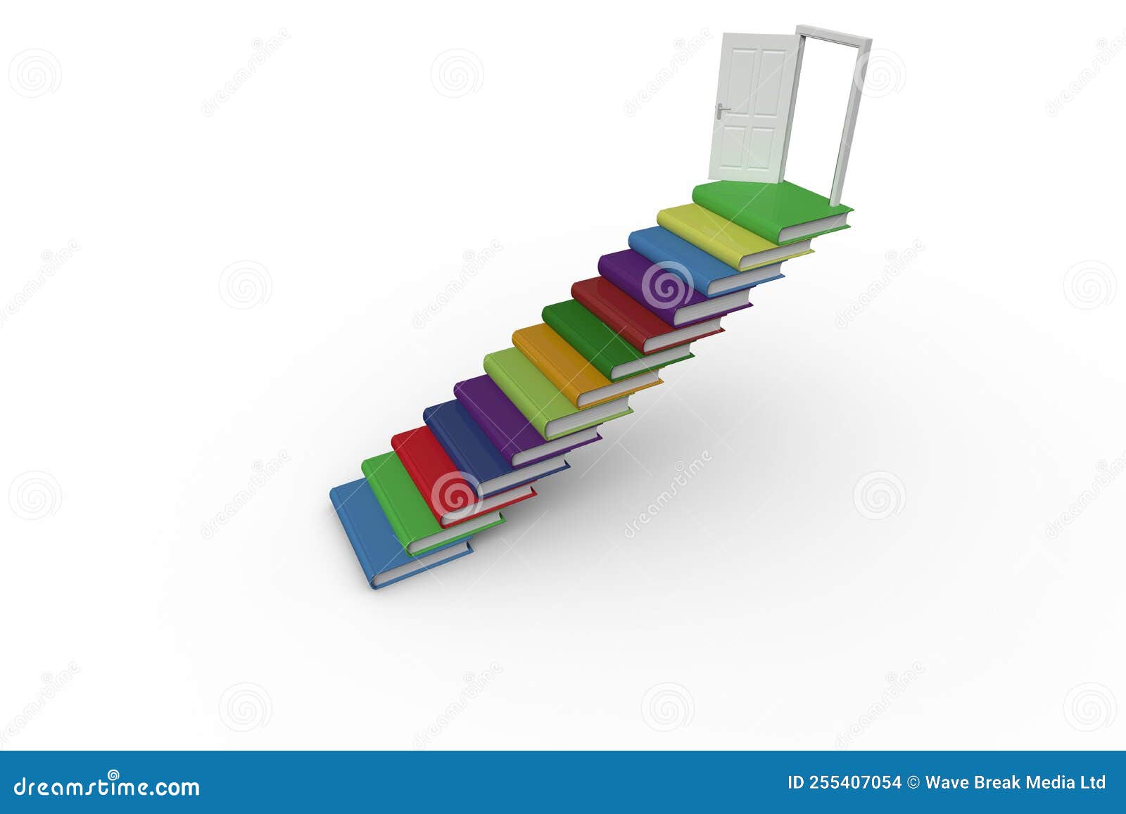 Steps Made from Books Leading To Open Door Stock Illustration ...