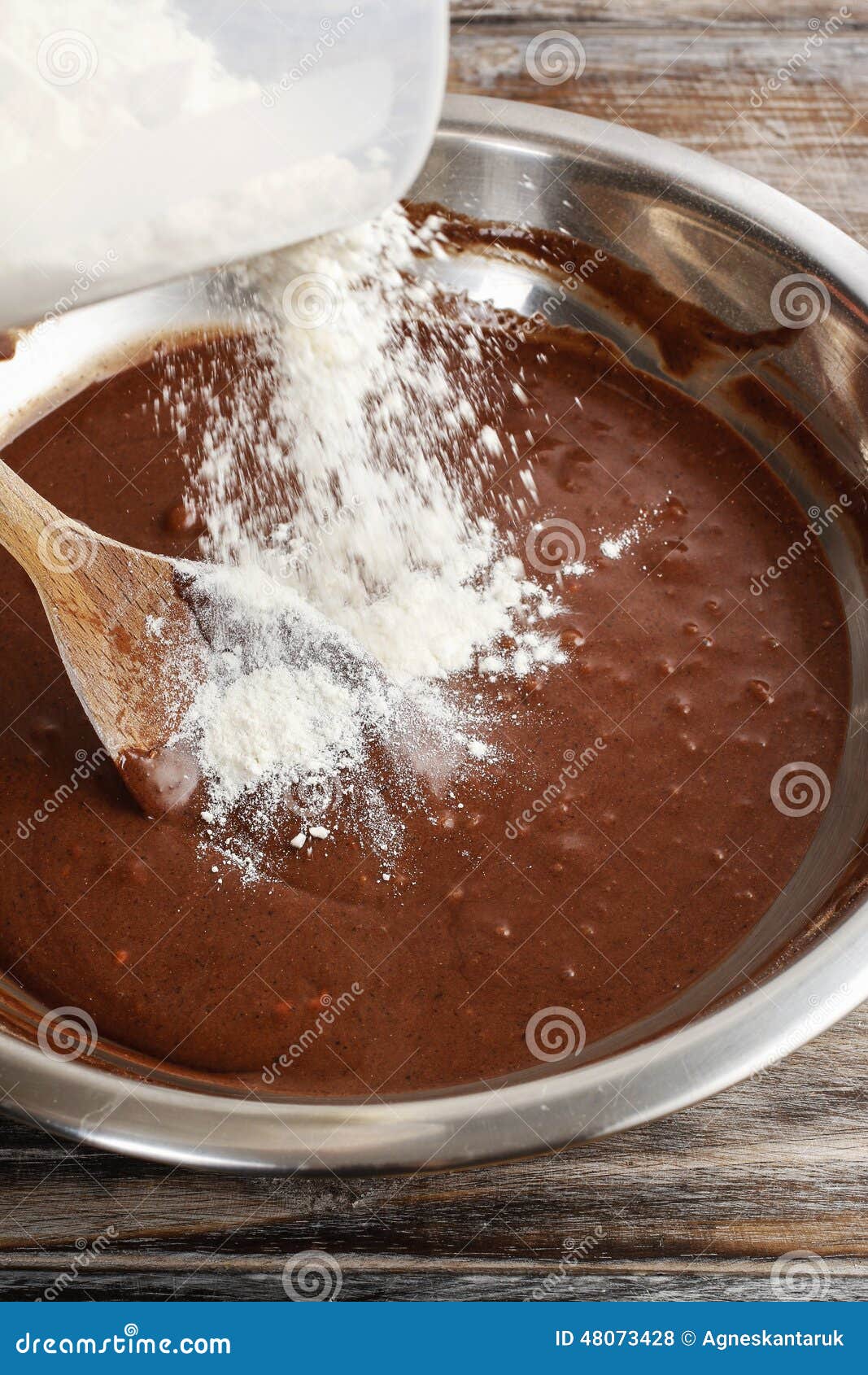 Steps of Making Chocolate Cake : Mixing Ingredients Stock Photo - Image ...