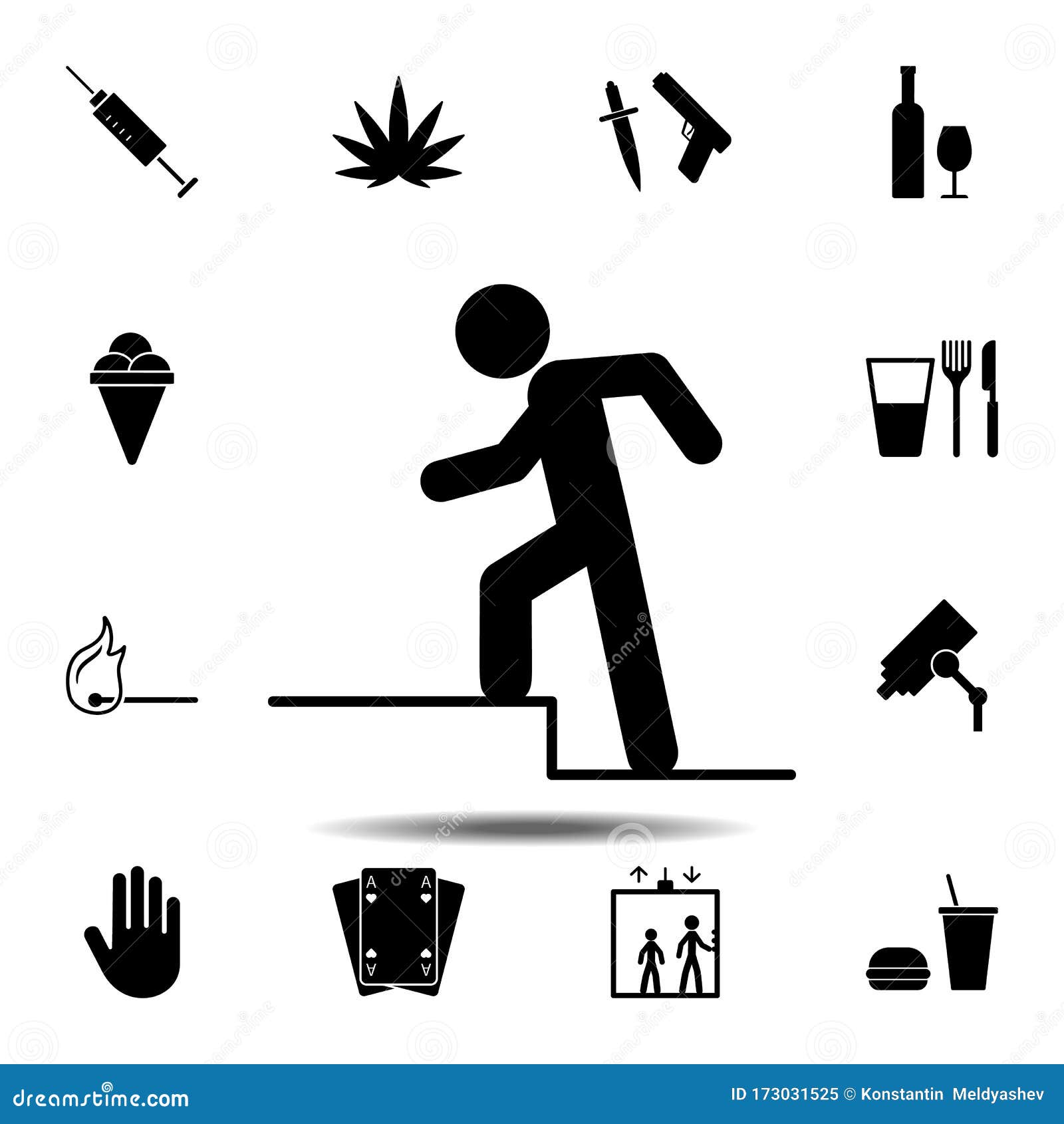 Steps Man Icon. Simple Glyph, Flat Vector Element of Universal Icons ...