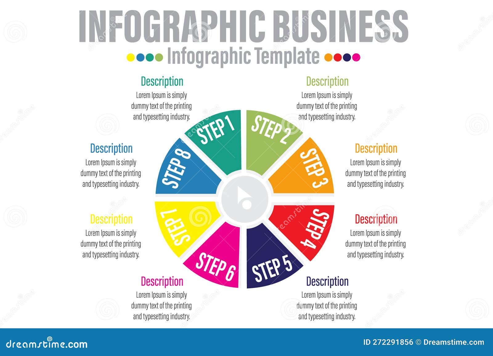 8 Steps Modern Circle Timeline Diagram with Planning Year Workflow and ...