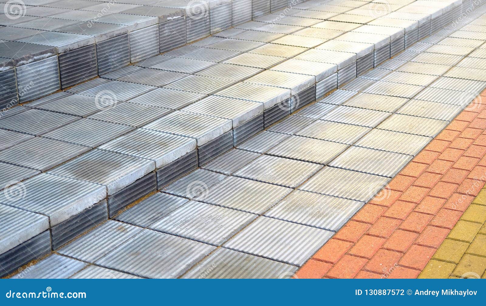 Steps, Modern Paving. Close-up View from Above. Sidewalk. Stock Photo ...
