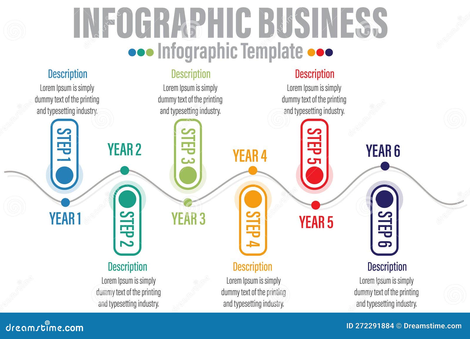6 Steps Modern Timeline Diagram with Pip Tag and Workflow Presentation ...