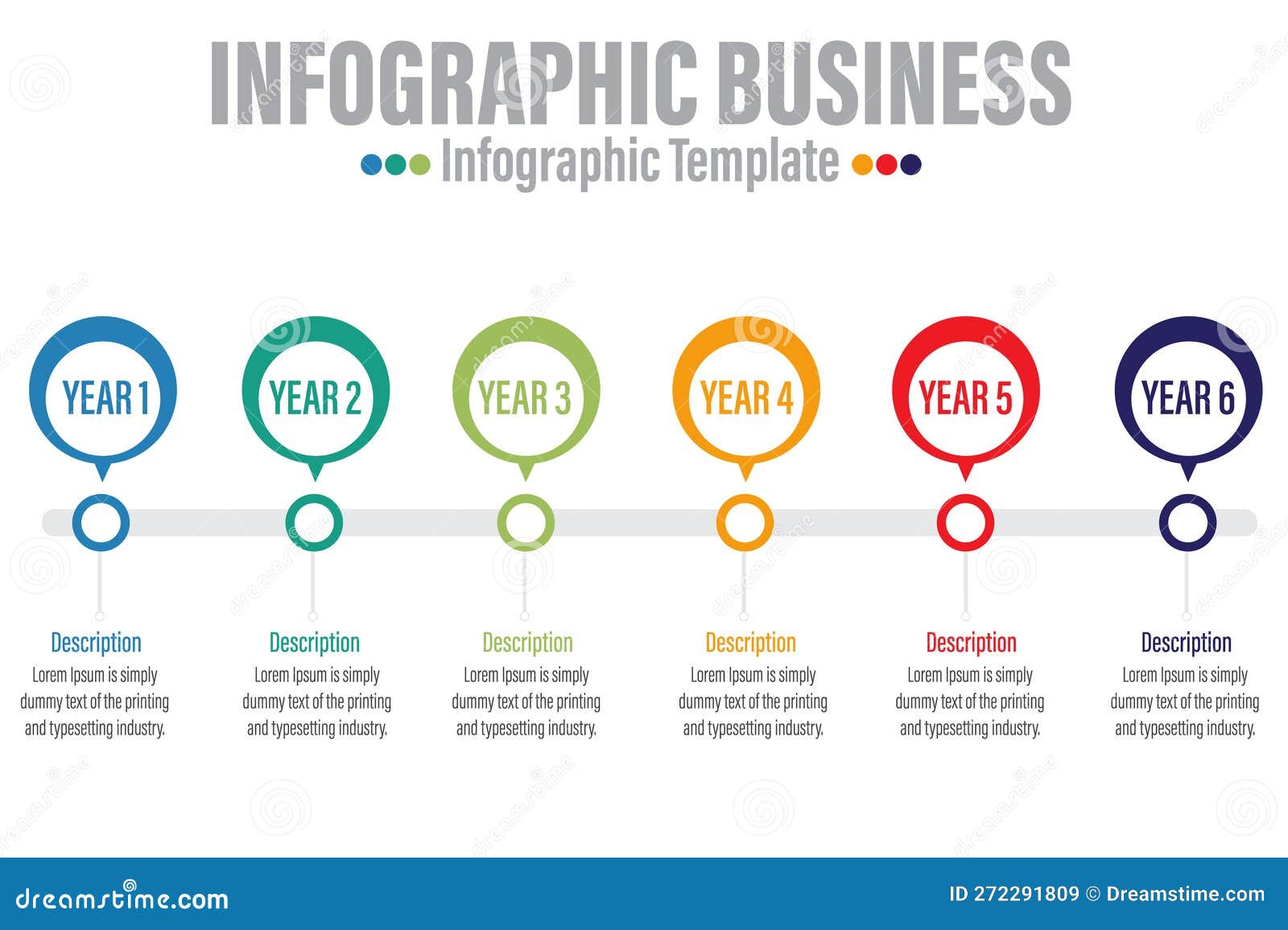 6 Steps Modern Timeline Diagram with Progress Circle, Presentation ...