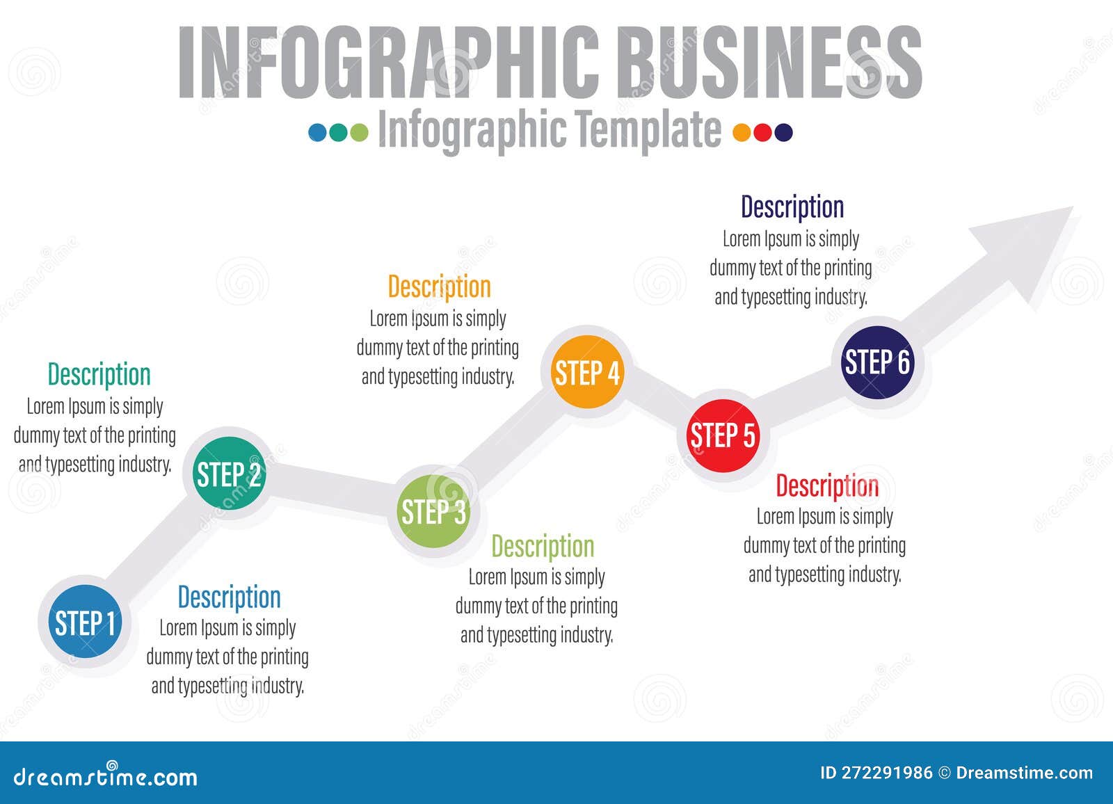 6 Steps Modern Timeline Diagram with Roadmap and Circles. Infographic ...