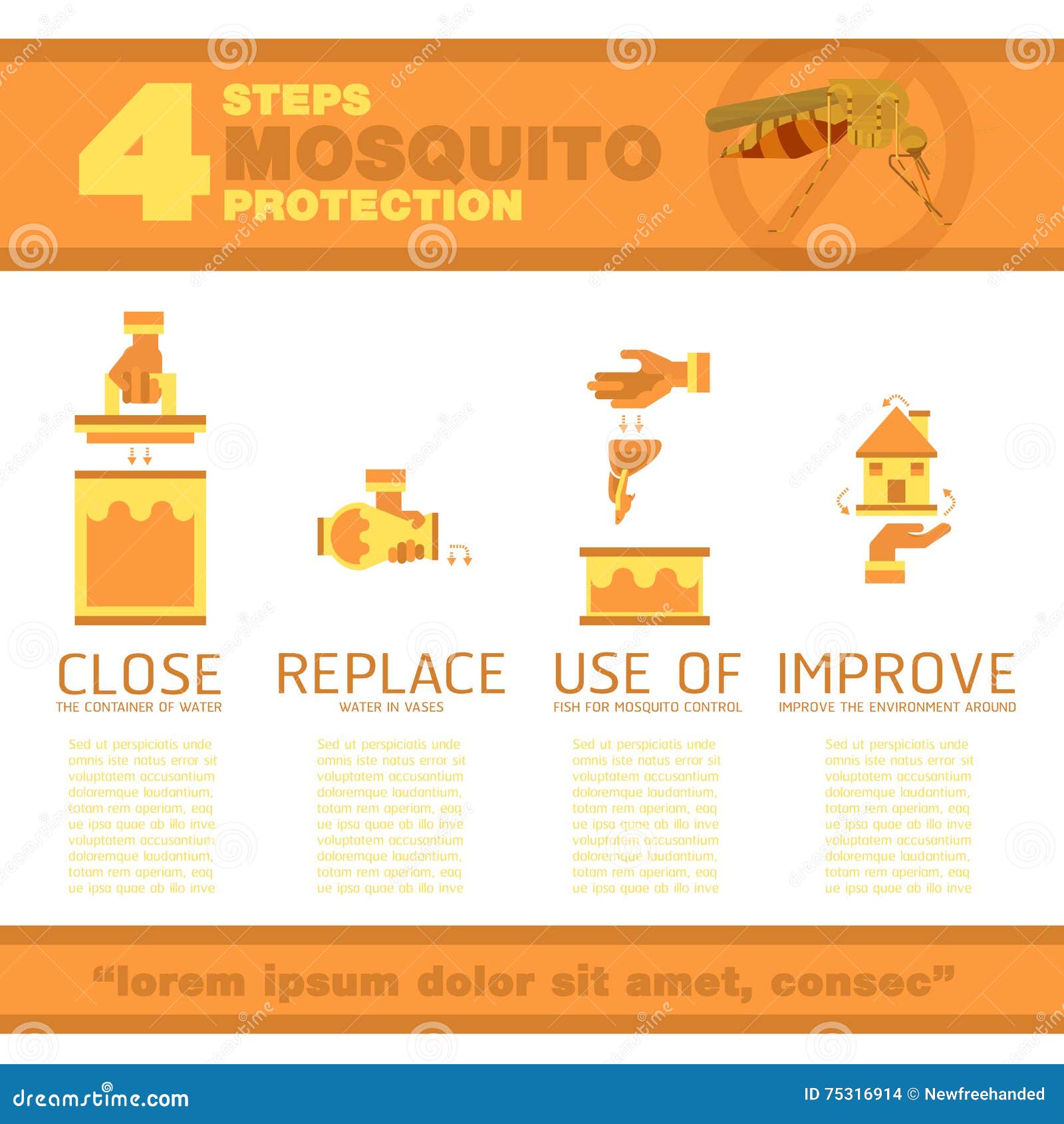 Mosquito Protection Design Elements Set. Vector Sketch Illustration ...