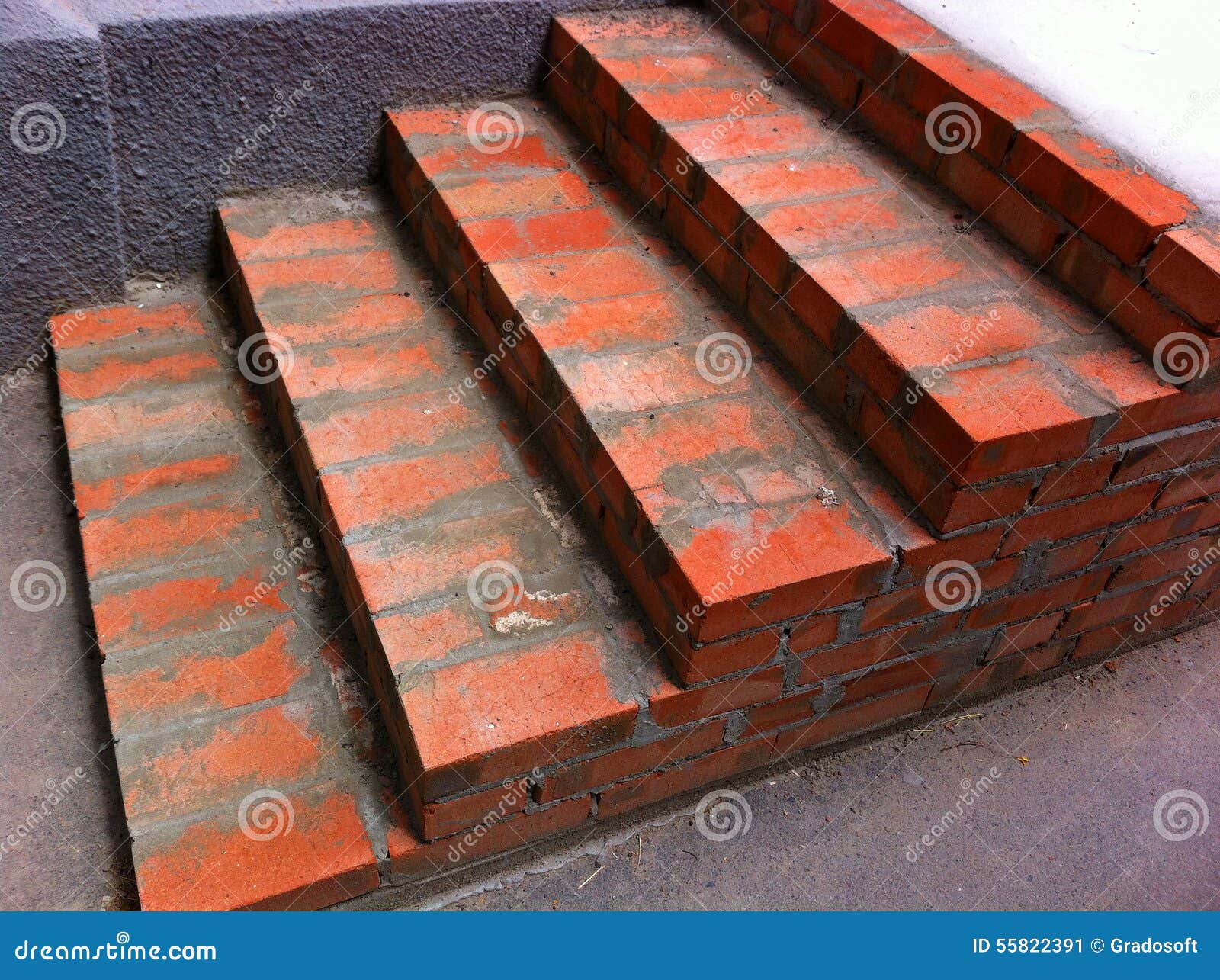 The Steps of a New Red Brick Staircase Stock Image - Image of outdoors ...