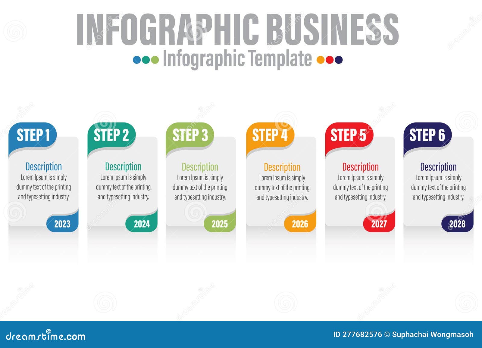 6 Steps, 6 Option Geometric Shape with Steps,options,processes or ...