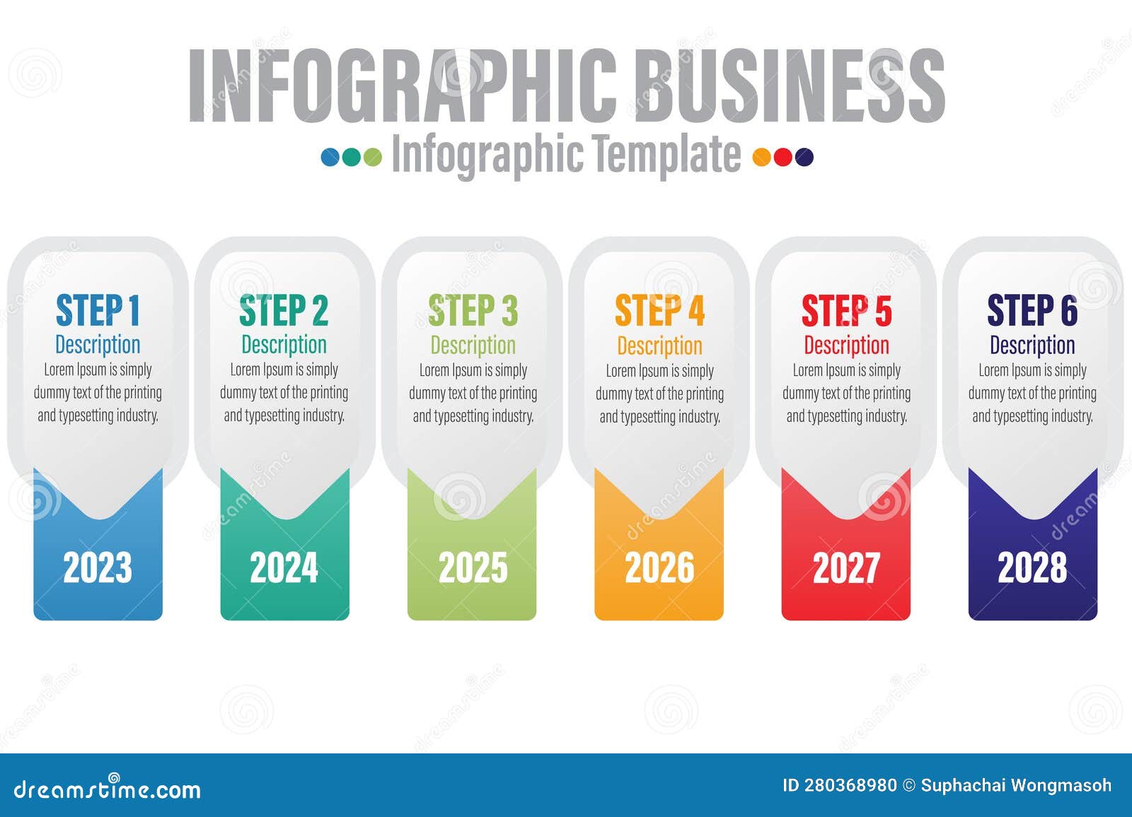 6 Steps, 6 Option Geometric Shape with Steps,options,processes or ...
