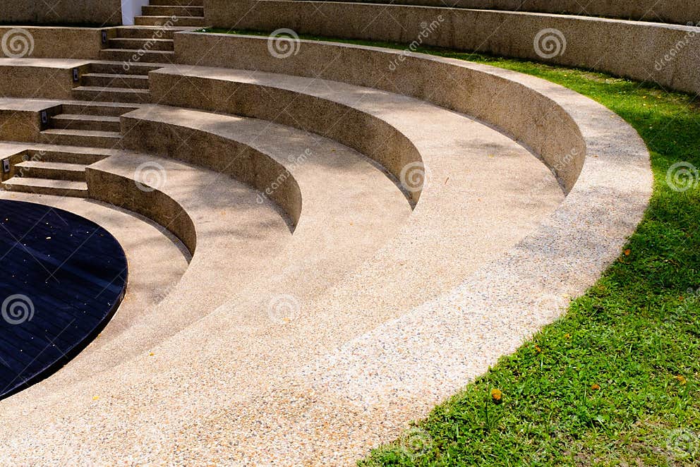 The Steps of the Outdoor Grass Seating in Park View Stock Photo - Image ...