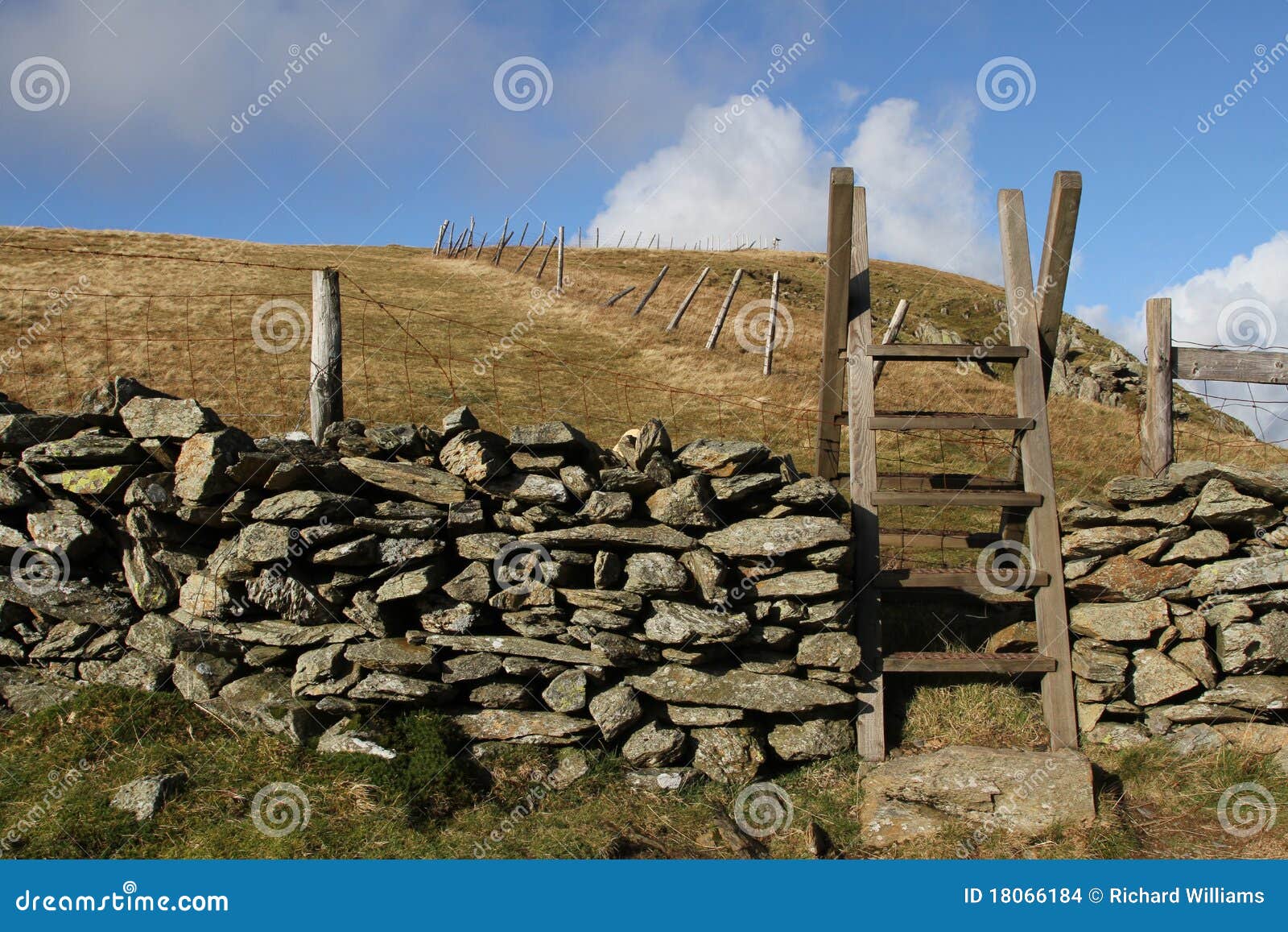 Steps over stone wall. stock photo. Image of wall, public - 18066184