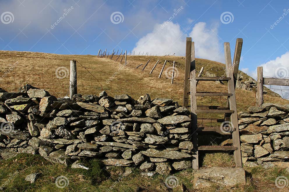 Steps over stone wall. stock photo. Image of wall, public - 18066184