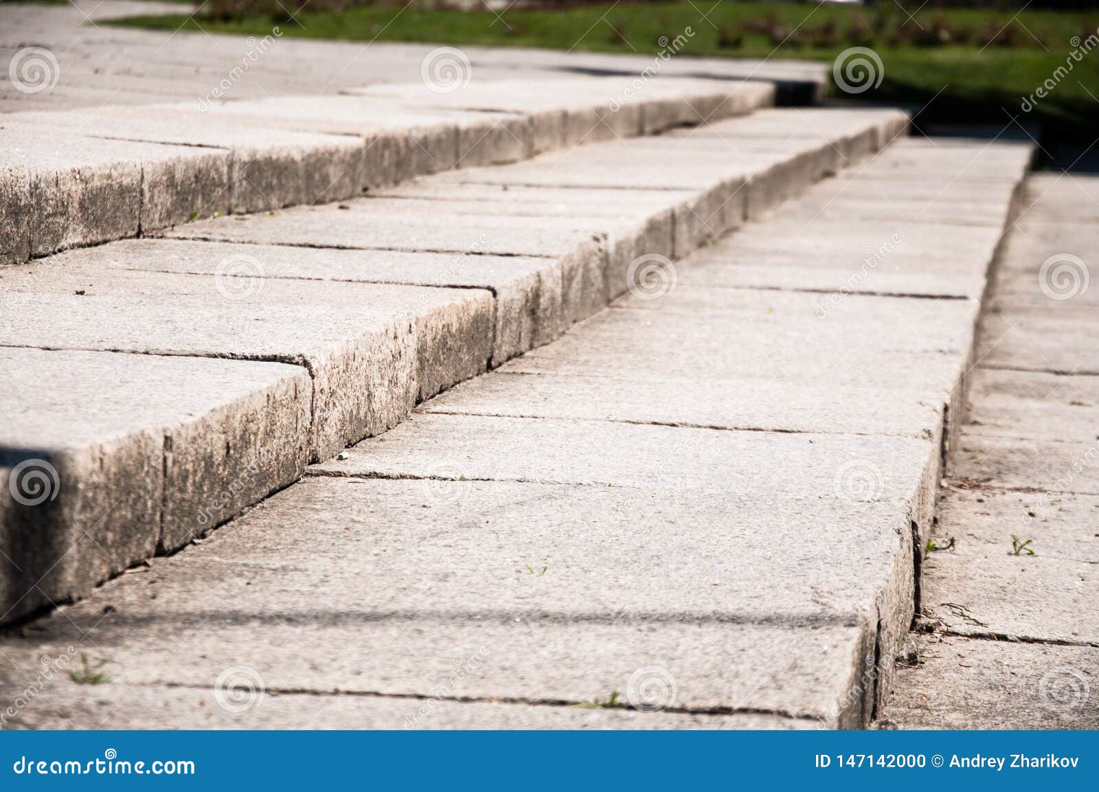 Steps in the Park with Large Stone Slabs Stock Photo - Image of wooden ...