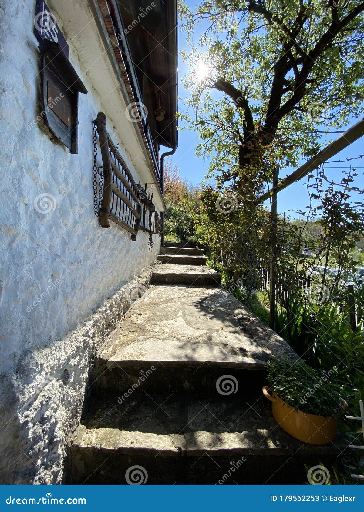 Steps on path by house stock image. Image of staircase - 179562253