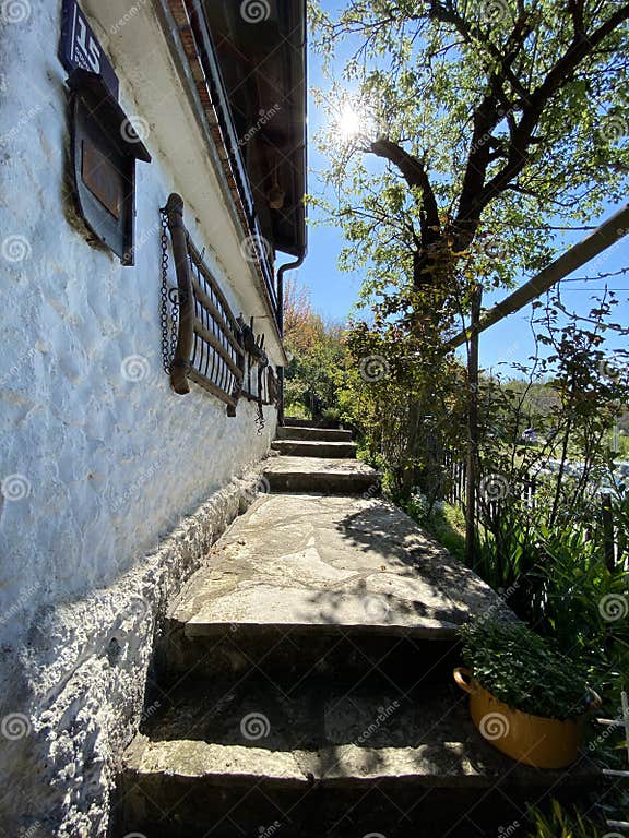 Steps on path by house stock image. Image of staircase - 179562253