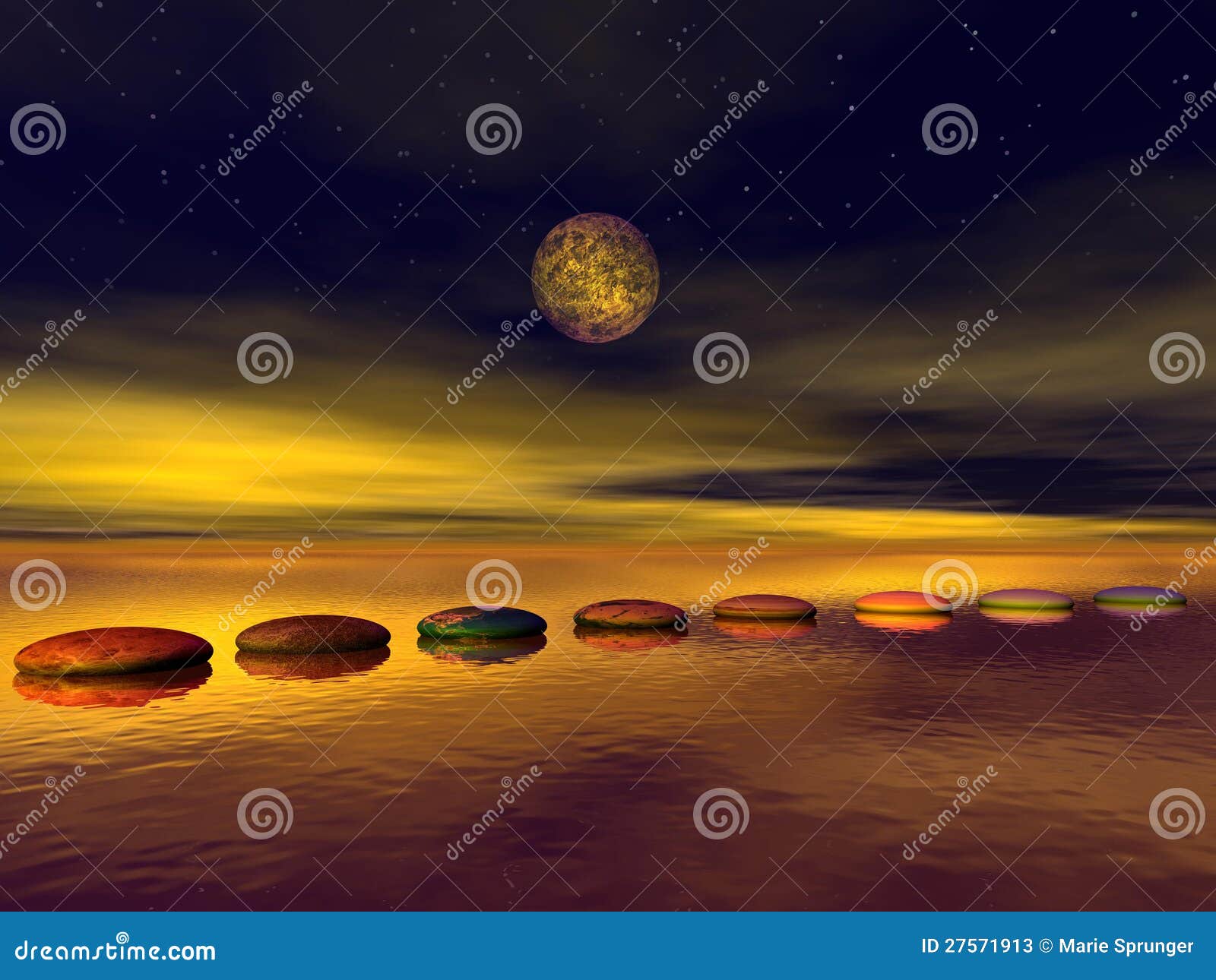 Steps planets and moon stock illustration. Illustration of calm - 27571913