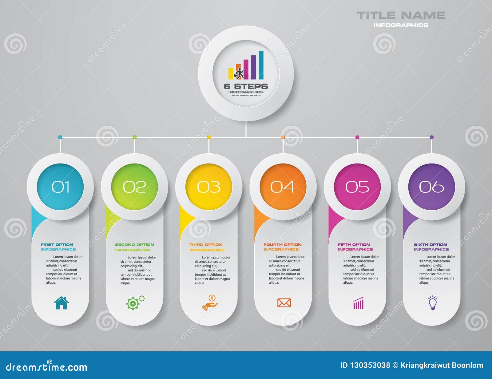 6 Steps Presentation Chart. Infographic with 6 Options Stock Vector ...